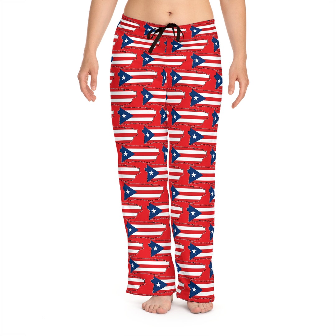 Puerto Rico Country Shape Flag Women's Pajama Pants (AOP) - Multiple ...
