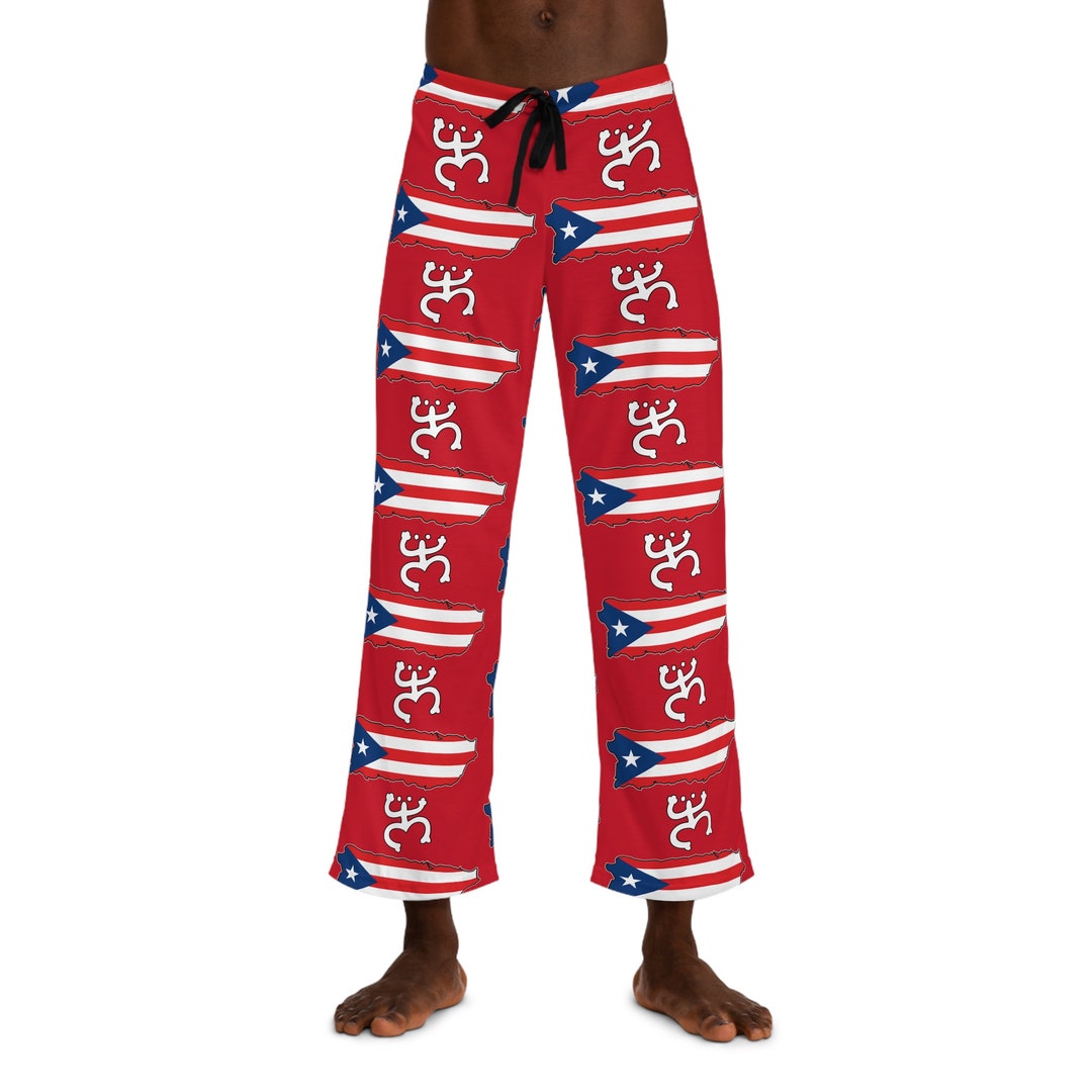 Puerto Rico Country Shape Flag With White Coqui Taino Men's Pajama ...