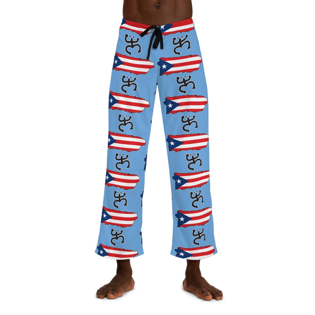 Puerto Rico Country Shape Flag With Black Coqui Taino Men's Pajama ...