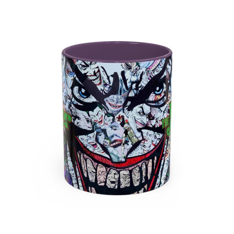 The Joker 2 Small Logos With Joker Comic Inspired Background Coffee Mug ...