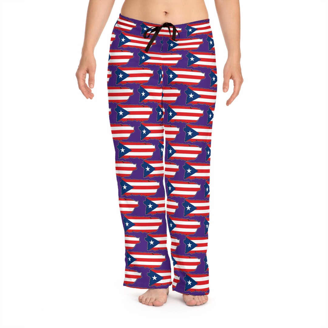 Puerto Rico Country Shape Flag Women's Pajama Pants (AOP) - Multiple ...