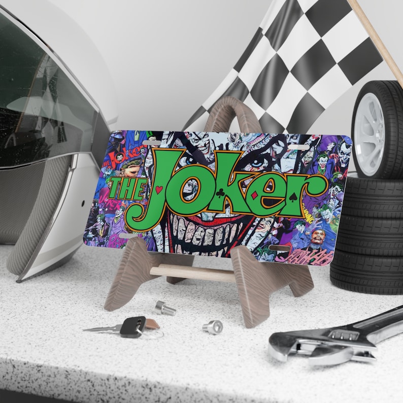 The Joker Logo Vanity Car Plate With Comic Background - Etsy