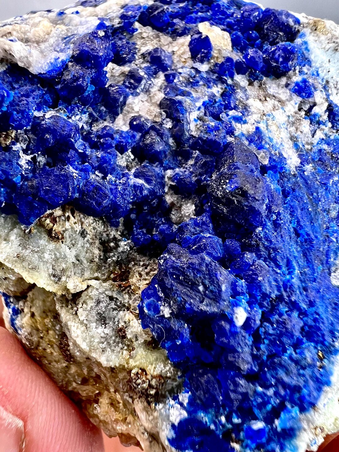 Natural Blue Hayoun Crystal Specimen on Matrix, Afghanistan (237 Gram ...
