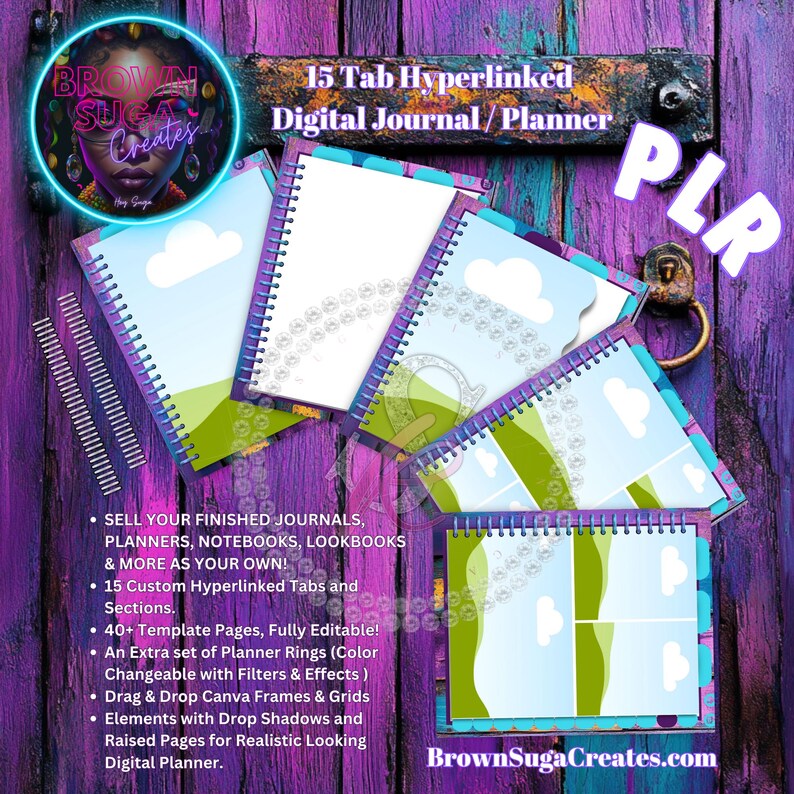 Custom 15 Tab Hyperlinked Digital Journal, Planner, Notebook, Workbook, Look Book With PLR ...
