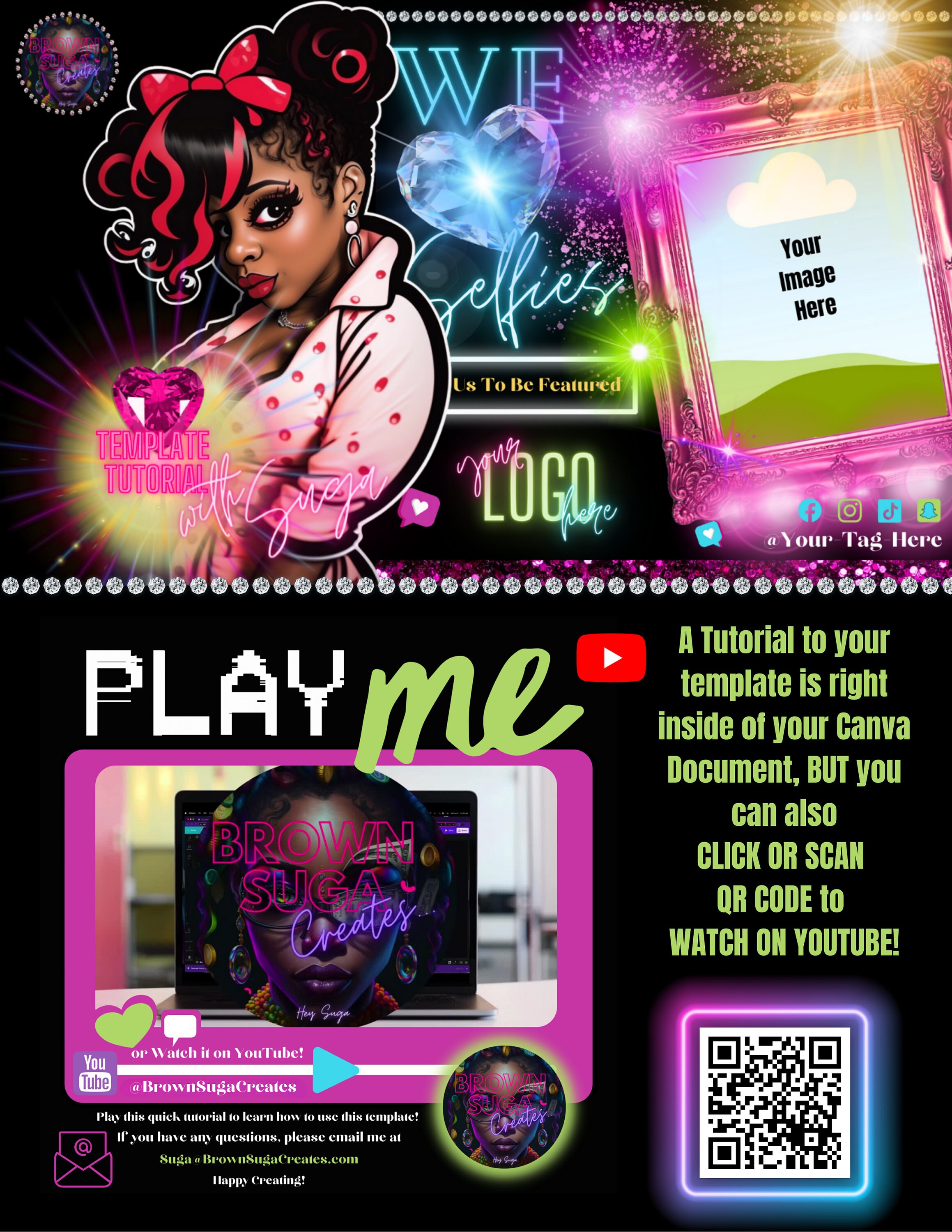 We Love Selfies Multi Colors DIY Canva Template, Stock Images, Flyer ...