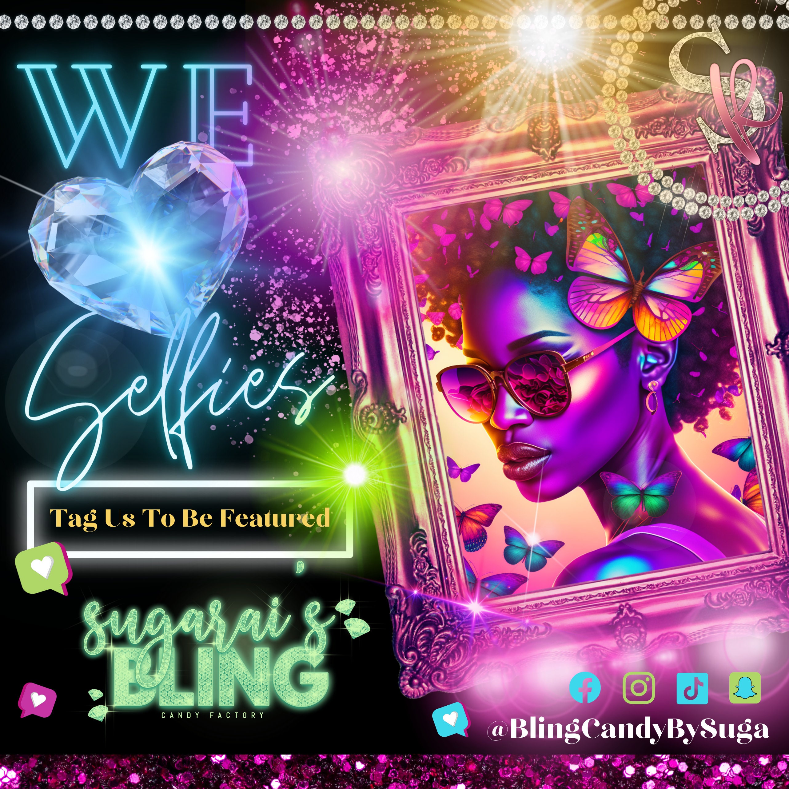 We Love Selfies Multi Colors DIY Canva Template, Stock Images, Flyer ...