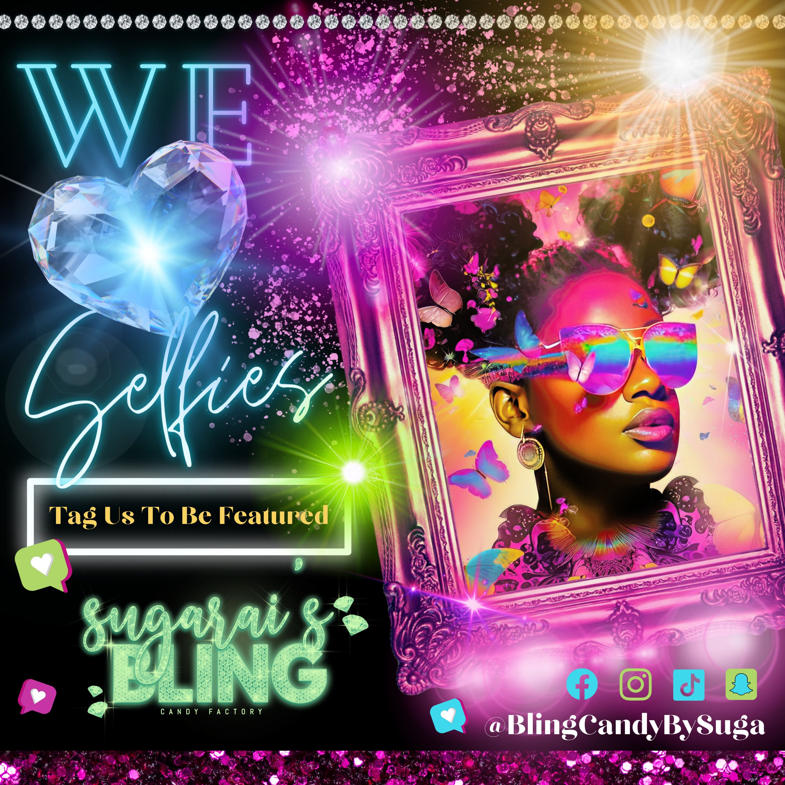 We Love Selfies Multi Colors DIY Canva Template, Stock Images, Flyer ...