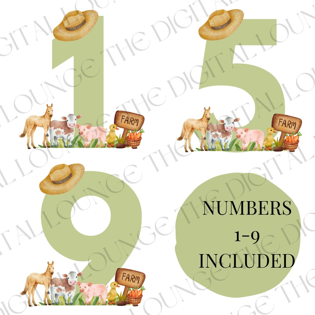 Digital Download PNG, Farmyard Number PNG, Sublimation Design, Farm ...