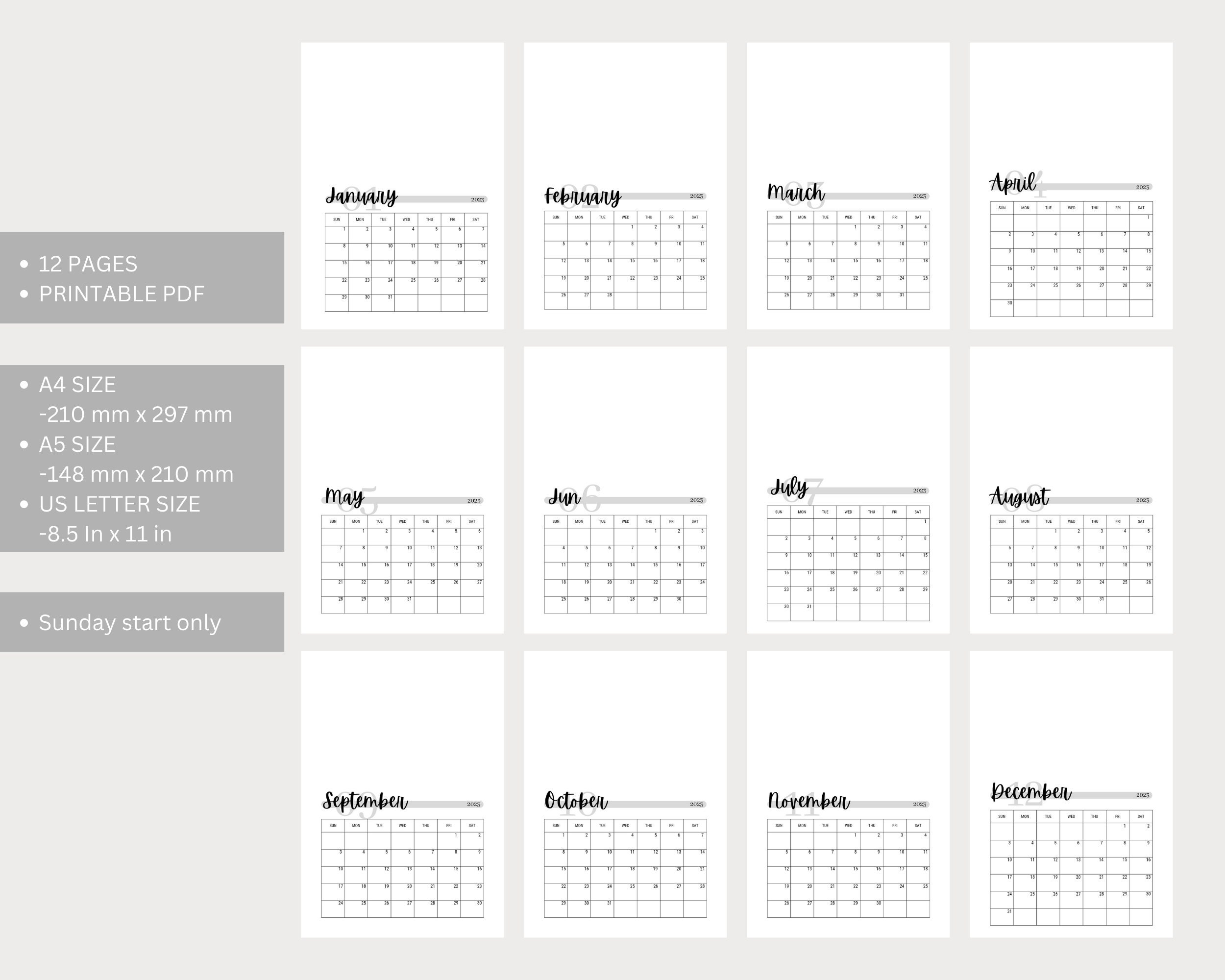 Editable Calendar Template 100% | Printable Calendar Template | 2023 ...