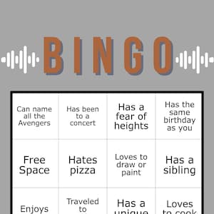 ICEBREAKER / NETWORKING Bingo Card Teenager Friendly digital Download ...