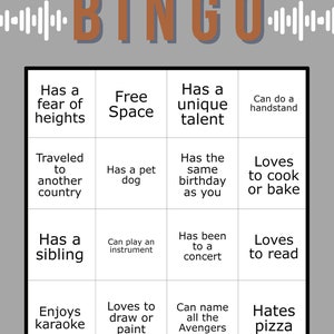 ICEBREAKER / NETWORKING Bingo Card Teenager Friendly digital Download ...