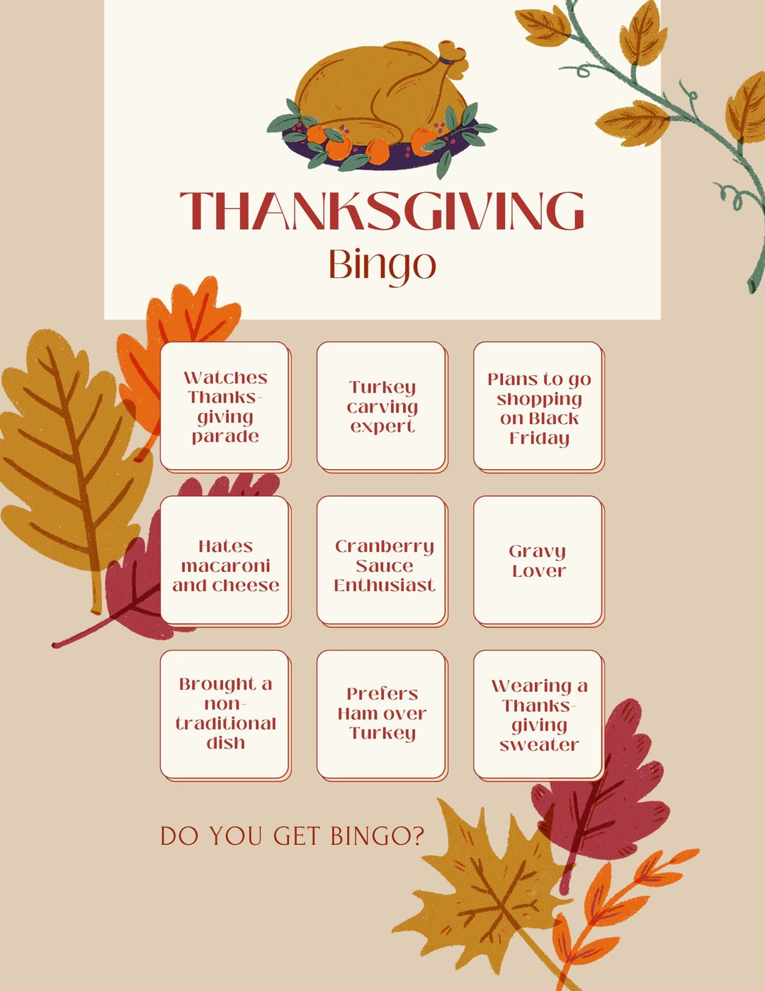 THANKSGIVING ICEBREAKER / NETWORKING Bingo Card digital - Etsy