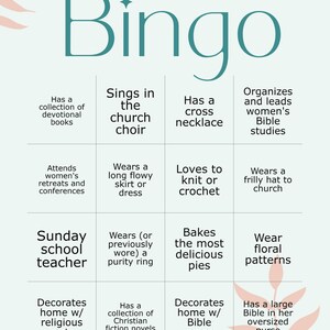 Women's Edition Christian Bingo Card: Faith-based Icebreaker Game ...