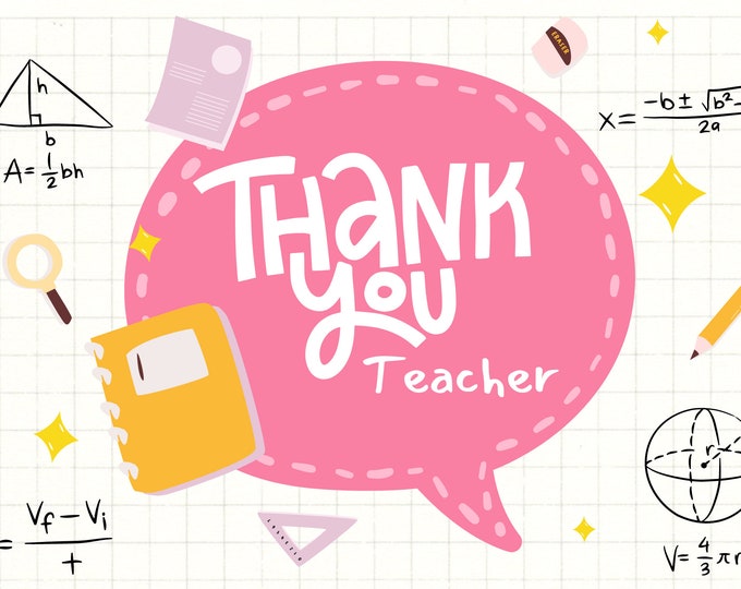 Thank You Teacher MATH: End of School Year Greeting Card digital ...