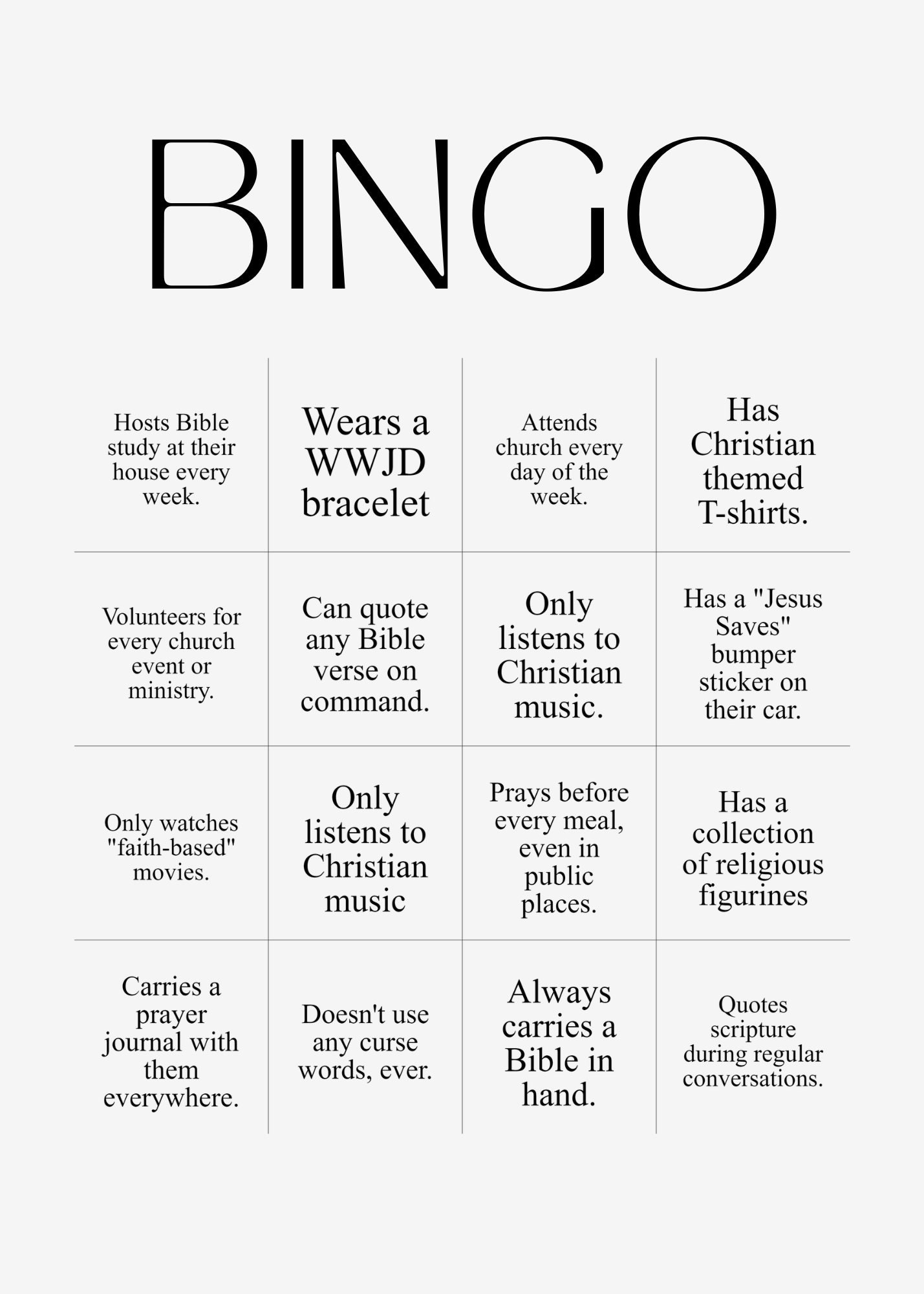 Christian Bingo Card: Faith-based Icebreaker Game digital Download ...