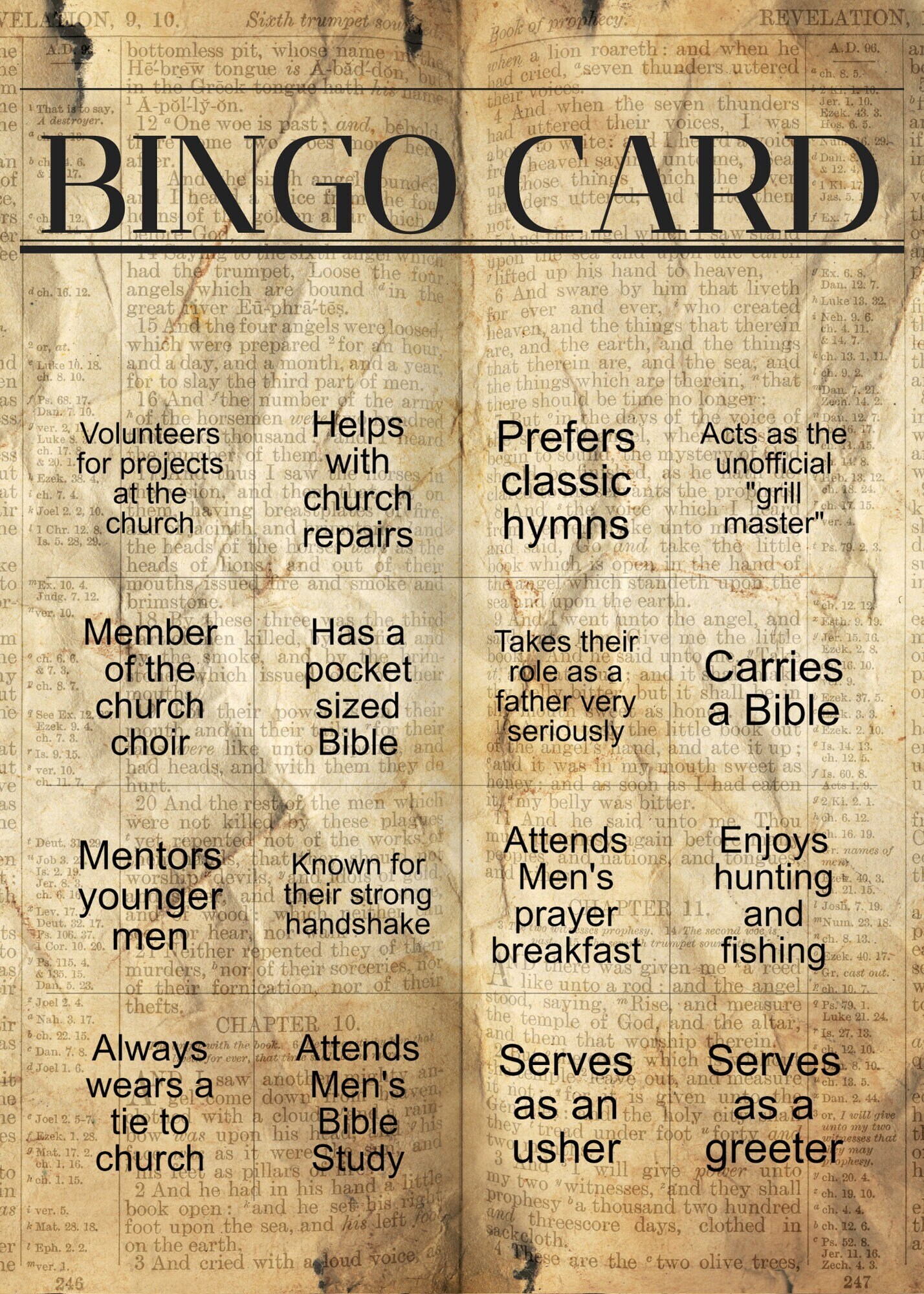 Men's Edition Christian Bingo Card: Faith-based Icebreaker Game digital ...