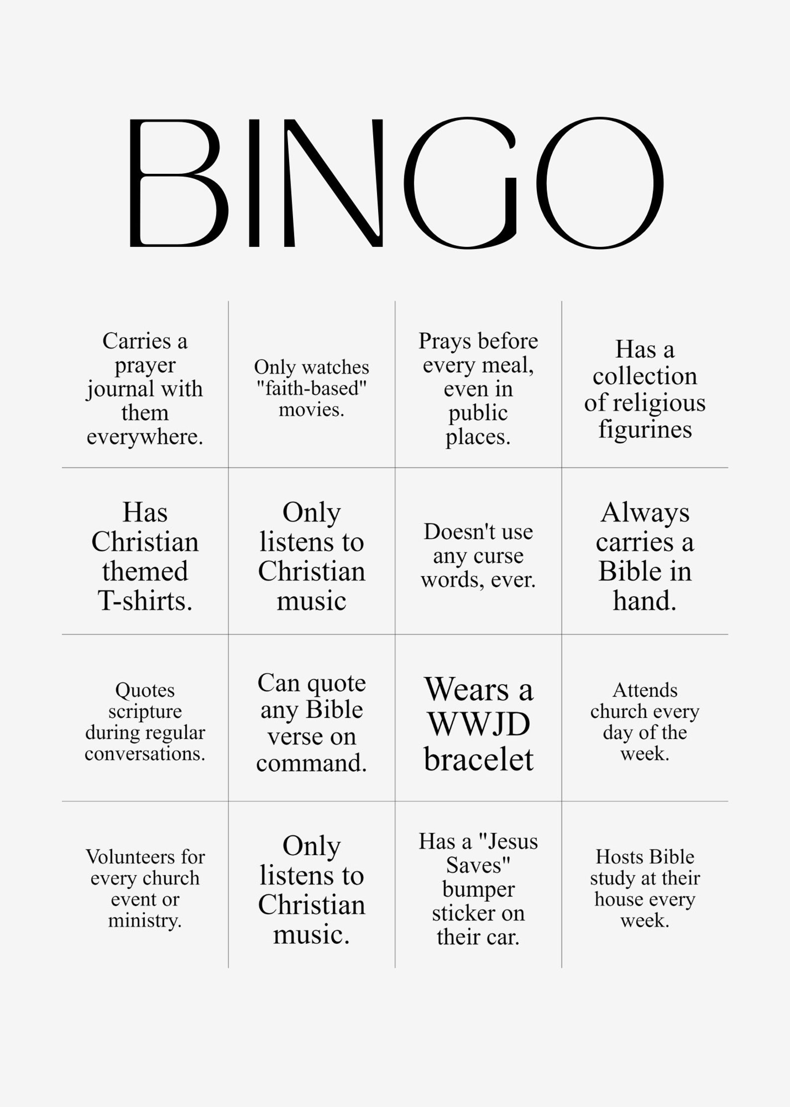 Christian Bingo Card: Faith-based Icebreaker Game digital Download ...