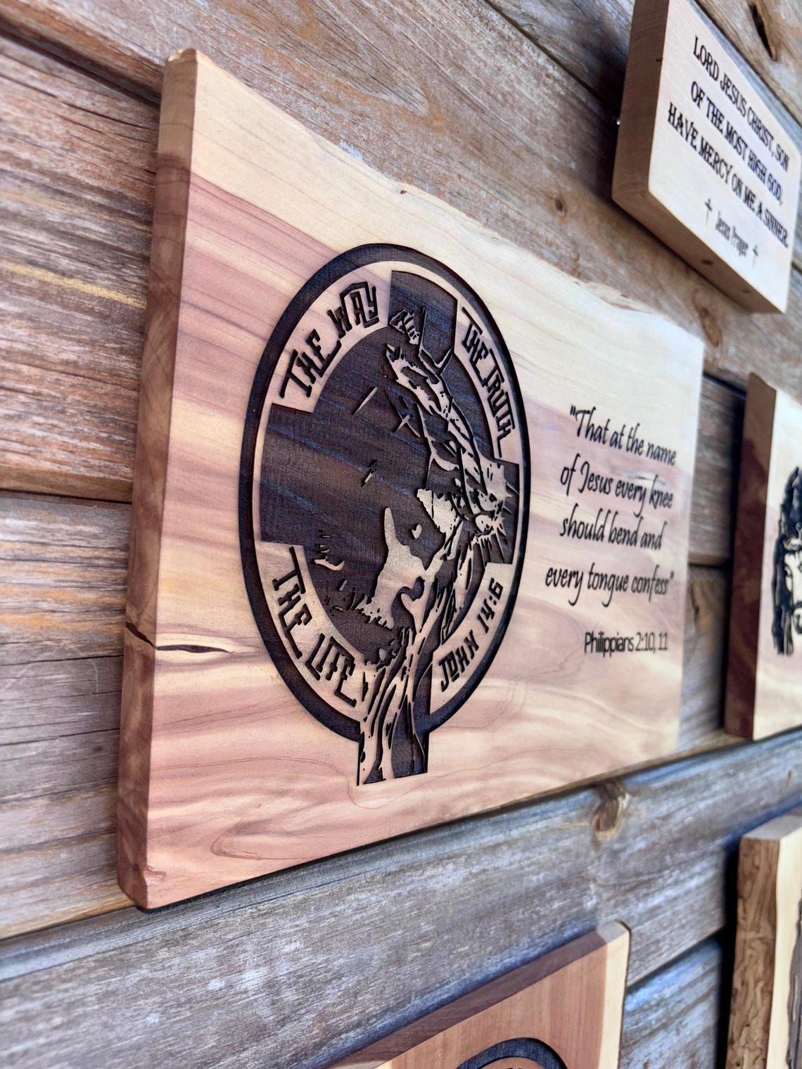 Face of Jesus on the Cross Wooden Engraving With That at the Name of ...