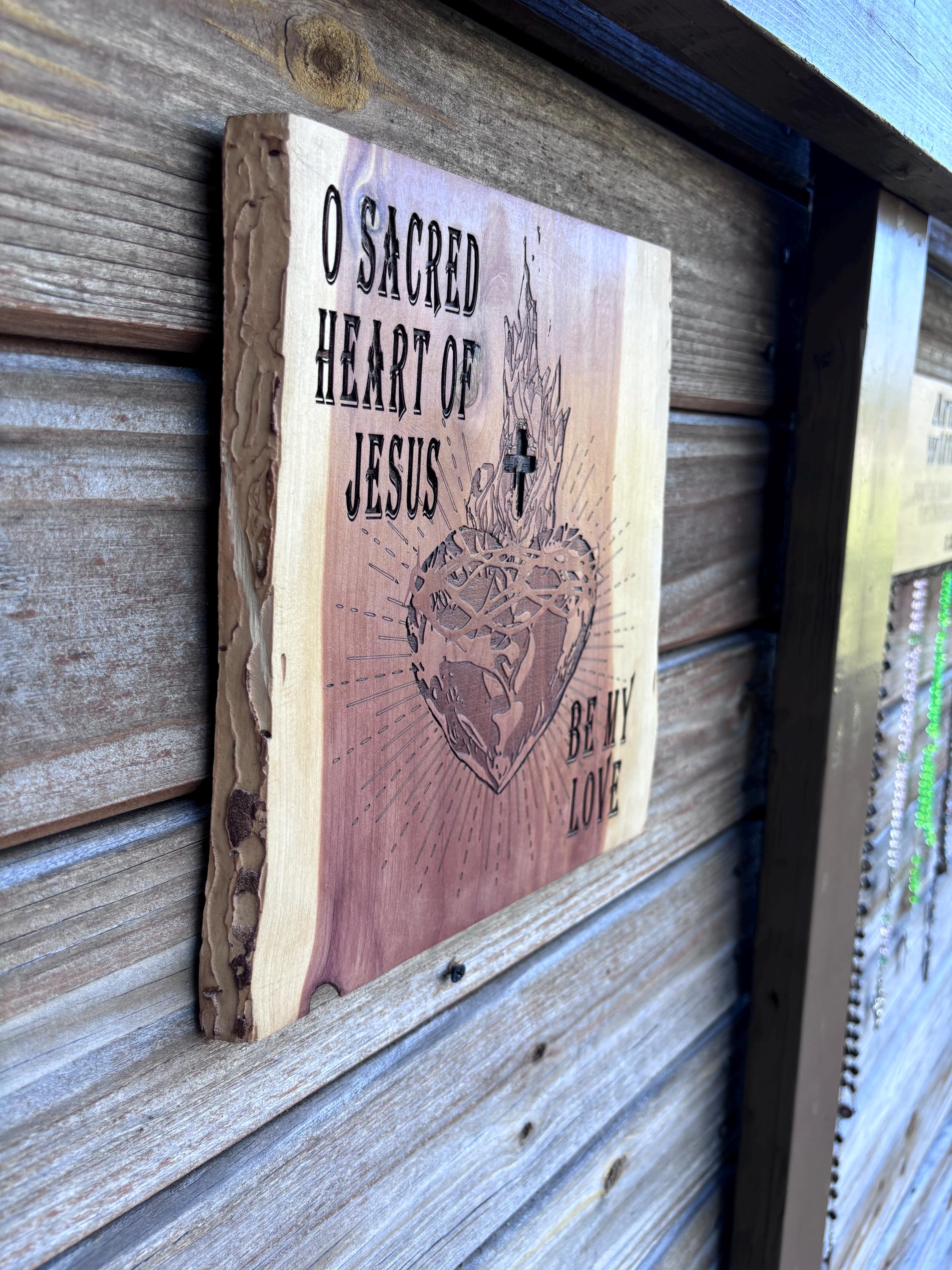 Sacred Heart of Jesus Wood Engraving With Prayer - Etsy