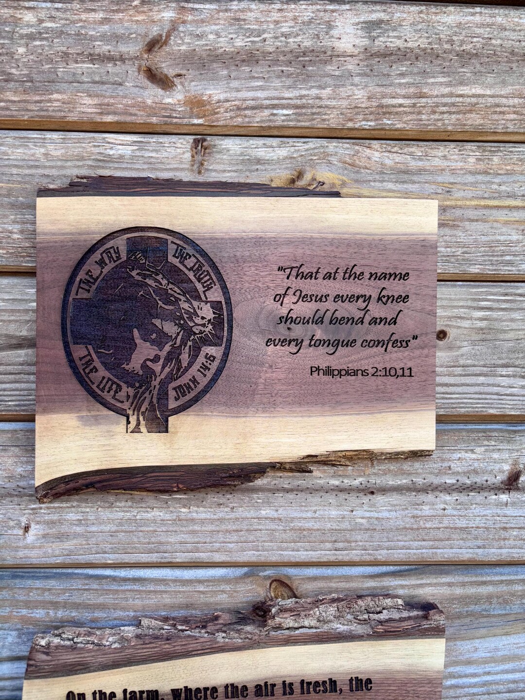 Face of Jesus on the Cross Wooden Engraving With, “ That at the Name of ...