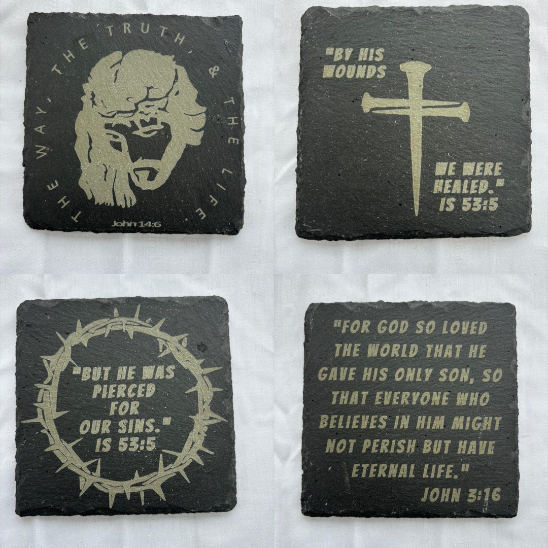 Set of 4 Religious Slate Coaster (jesus; the Way, the Truth, the Life ...