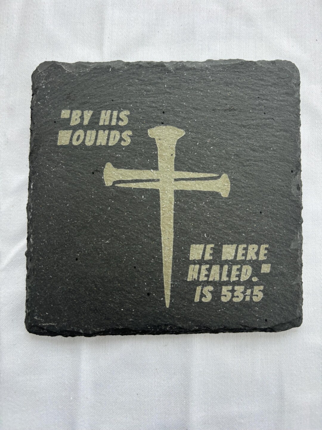 Three Nails With Bible Verse Laser Engraved Slate Coasters - Etsy