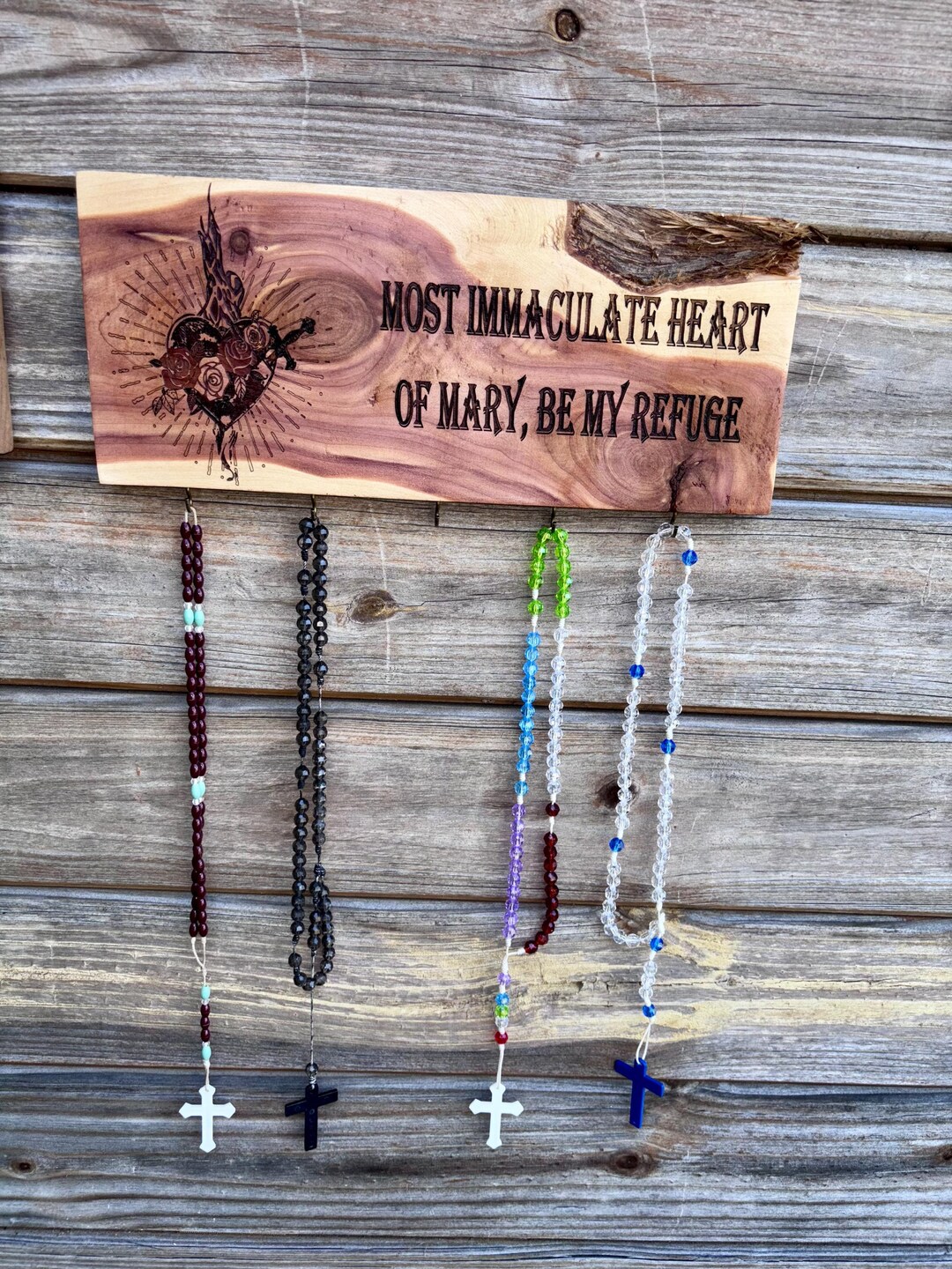 Rosary Board With the Immaculate Heart of Mary and Consecration Prayer ...