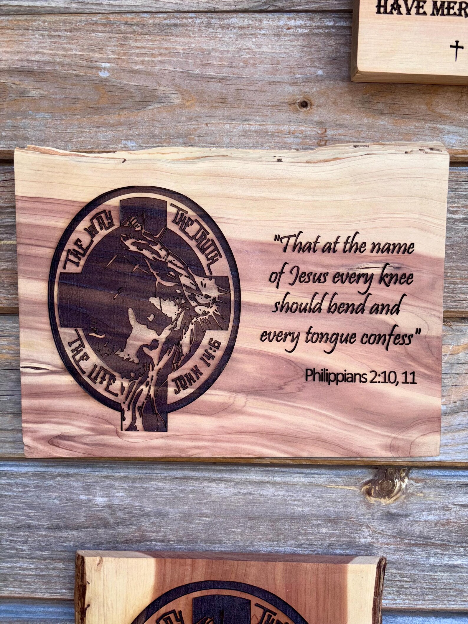 Face of Jesus on the Cross Wooden Engraving With That at the Name of ...