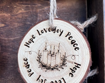 Advent Christmas Ornament hope, Love, Joy, Peace - Etsy