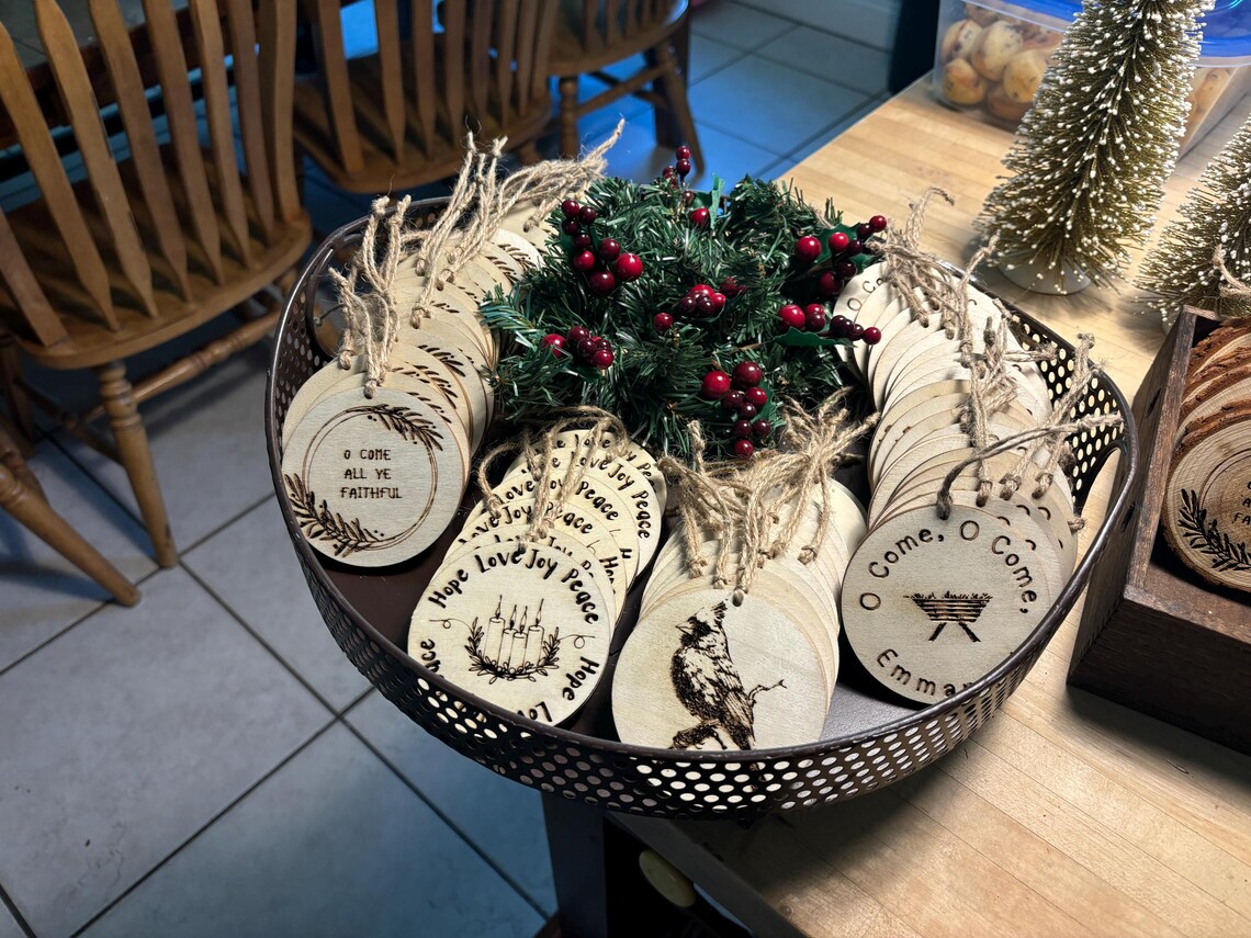 Advent Christmas Ornament hope, Love, Joy, Peace - Etsy