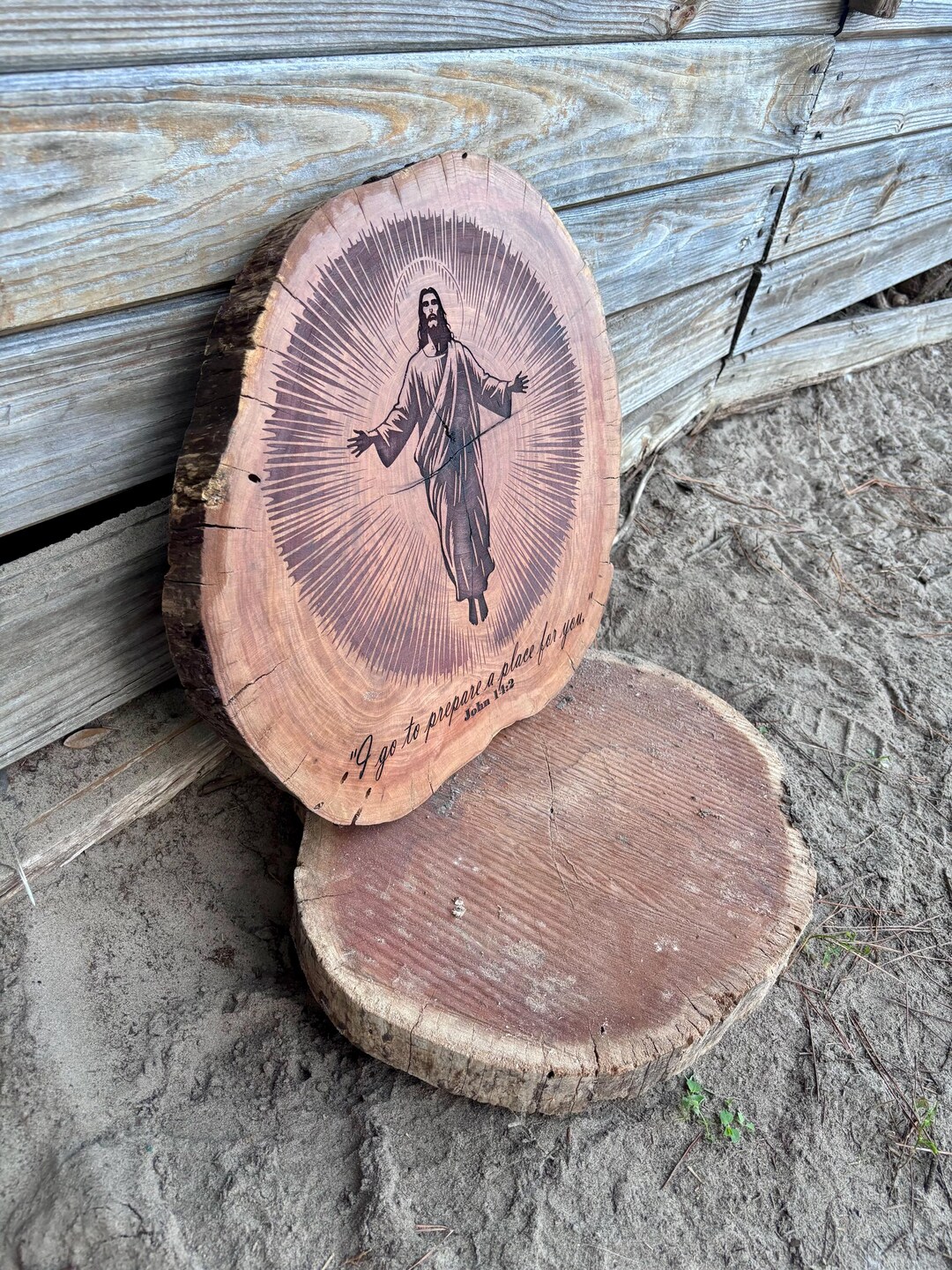Jesus in His Glory and Marys Magnificat Double Sided Live Edge Cherry ...