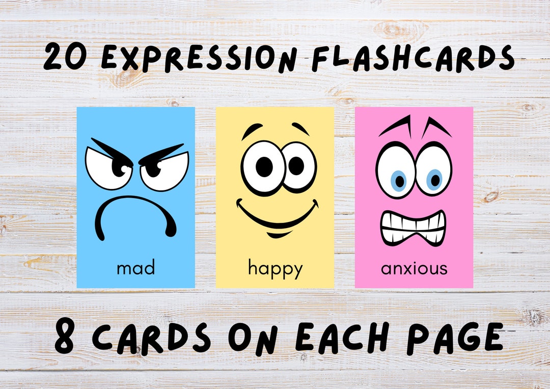 20 Printable Emotion Expression Flash Cards Fun and Educational Digital ...