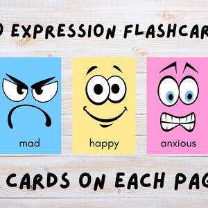 20 Printable Emotion Expression Flash Cards Fun and Educational Digital ...