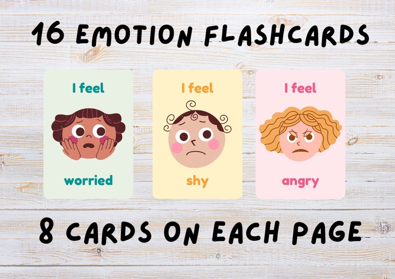 16 Printable Emotion Flash Cards Fun and Educational Digital Download for Kids - Etsy
