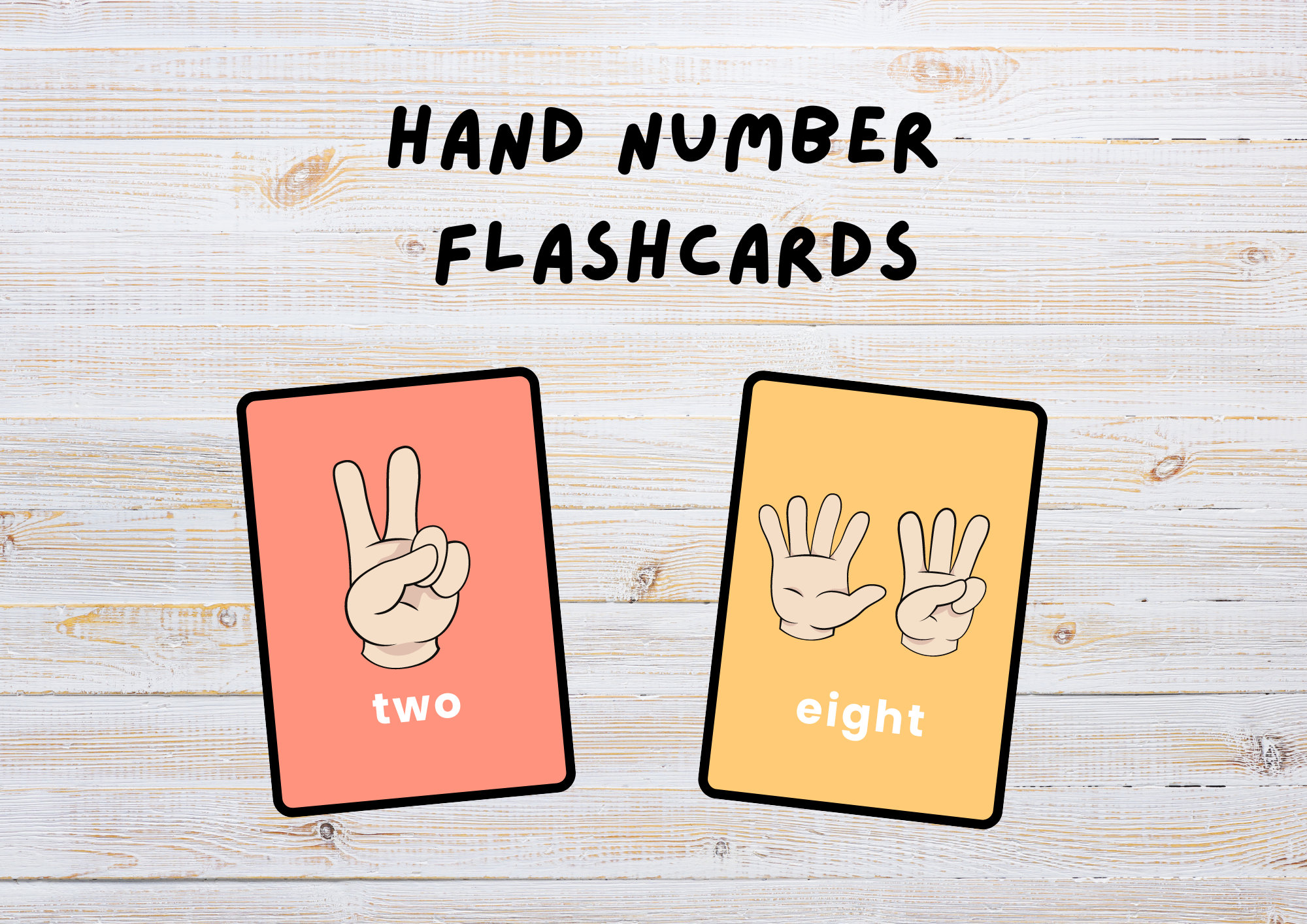 Printable Hand Number Flash Cards Fun and Educational Digital Download ...