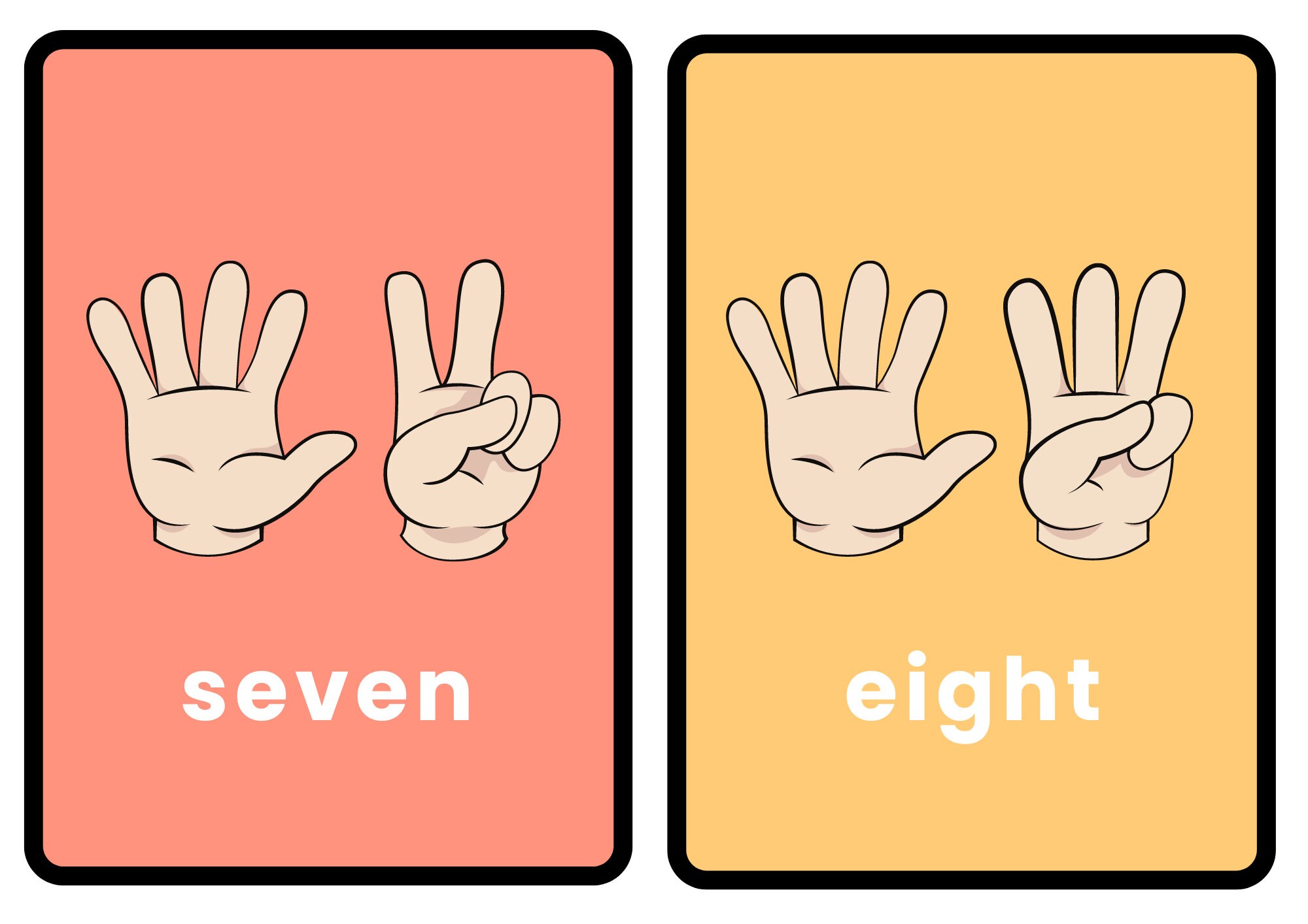 Printable Hand Number Flash Cards Fun and Educational Digital Download ...