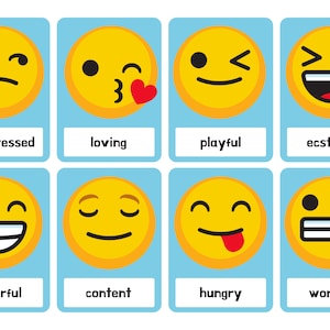32 Printable Emoji Feeling Flash Cards Fun and Educational Digital ...