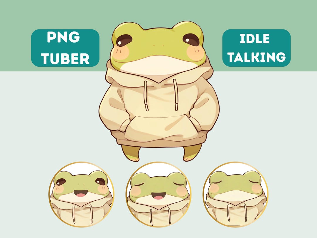 Cozy Frog Pngtuber Model | Cute Frog PNG Tuber | Veadotube Mini Avatar ...
