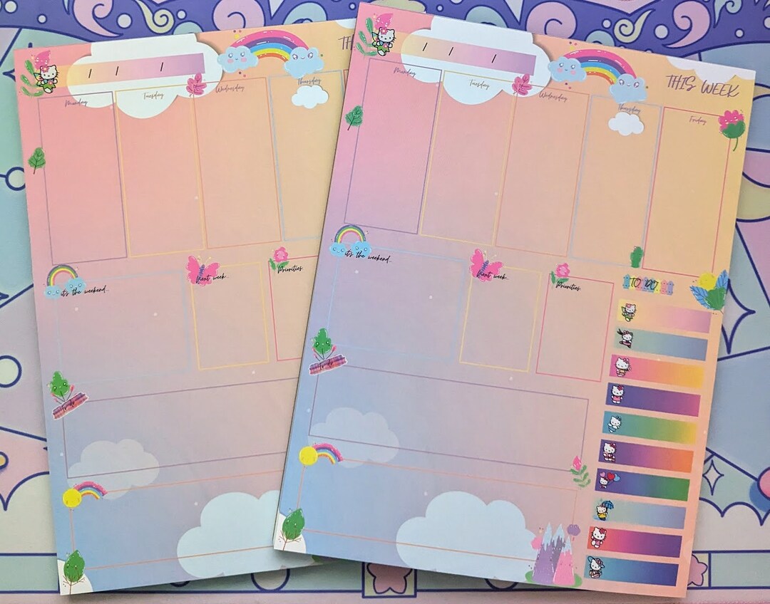 Kawaii Kitty Weekly Planner Pad - Etsy
