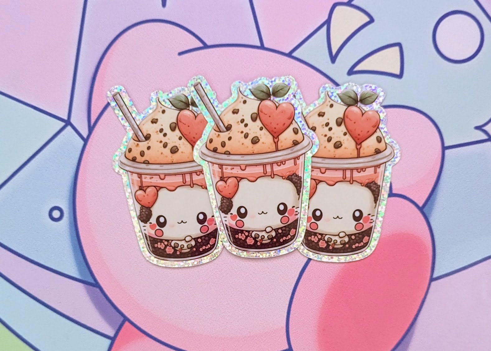 Kawaii Cute Boba Glitter Sticker - Etsy