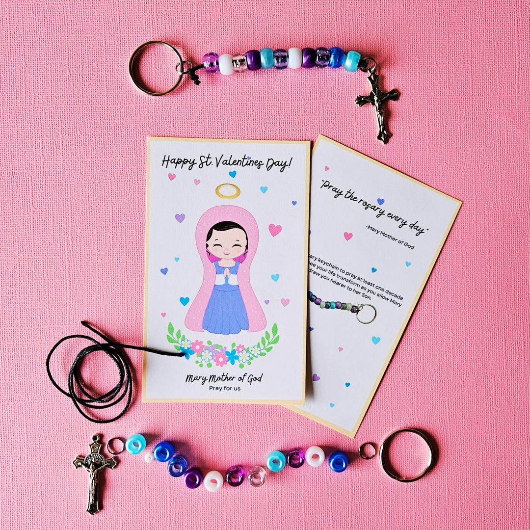 Catholic Girl Valentine Rosary Keychain Kit, Catholic St. Valentines ...