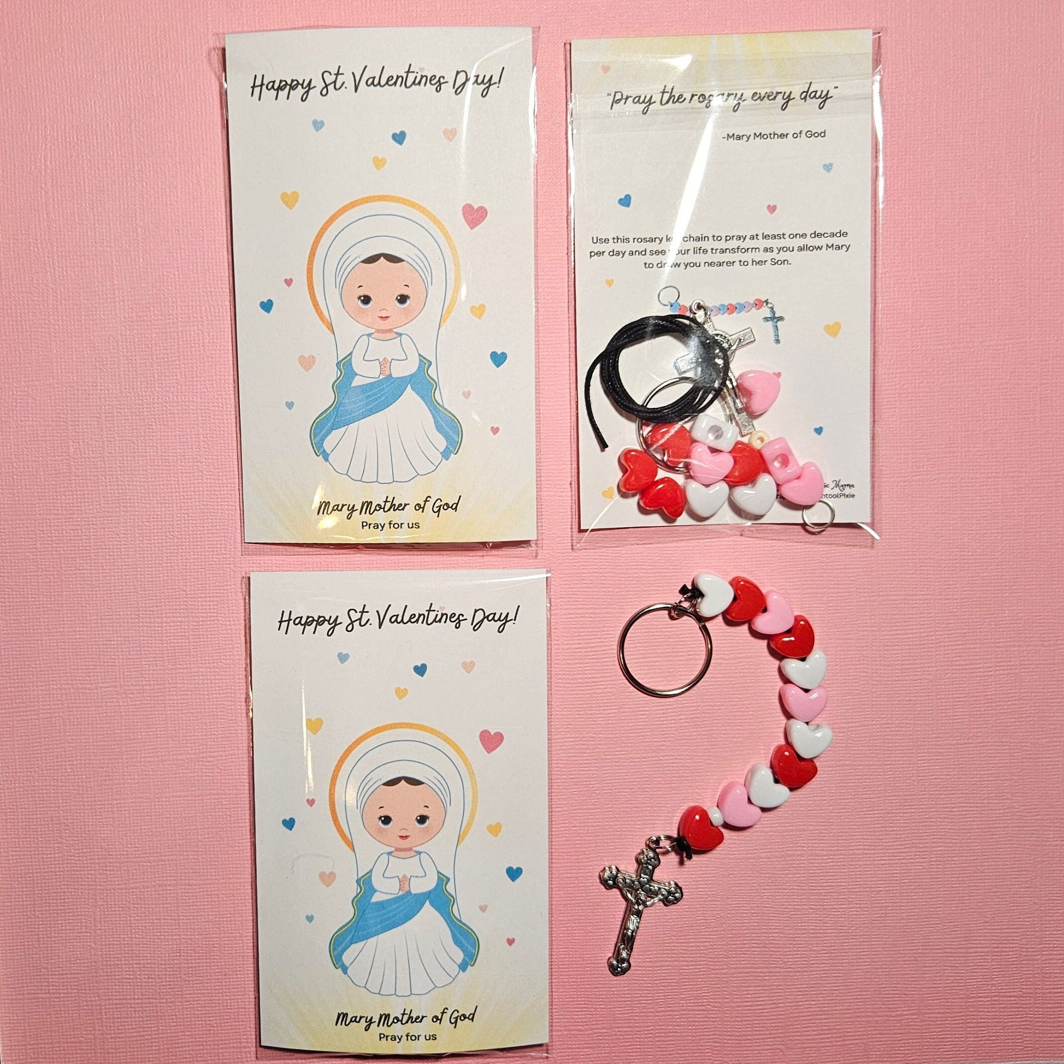 Catholic Valentine Keychain Rosary DIY Kit, Saint Valentine Non-candy ...