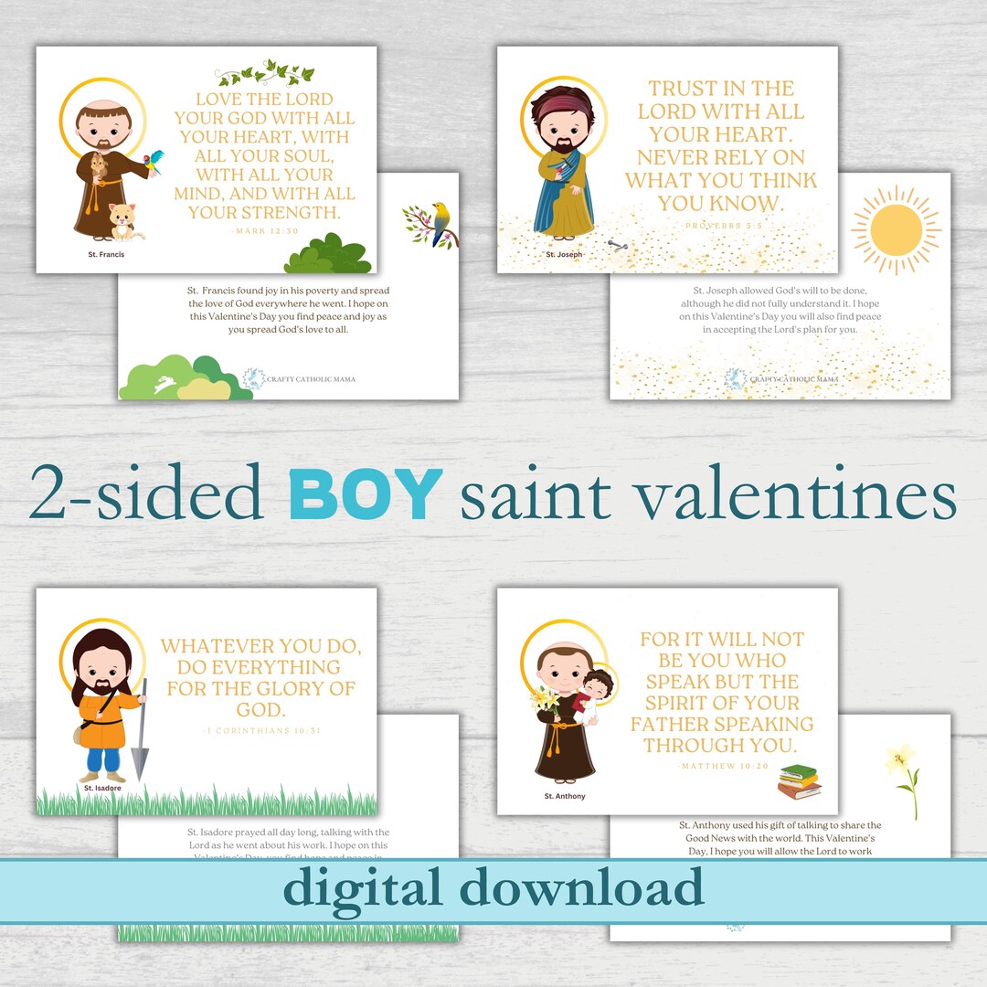Boys Saint Valentine's Day Cards, Catholic Saints (digital Download) - Etsy