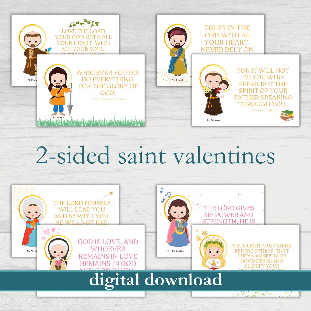 Digital Catholic Saint Valentines; St. Valentine’s Day Cards; Printable ...