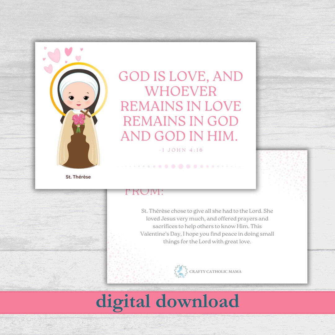 St. Therese Printable Valentines, Saint Therese Valentine Cards ...