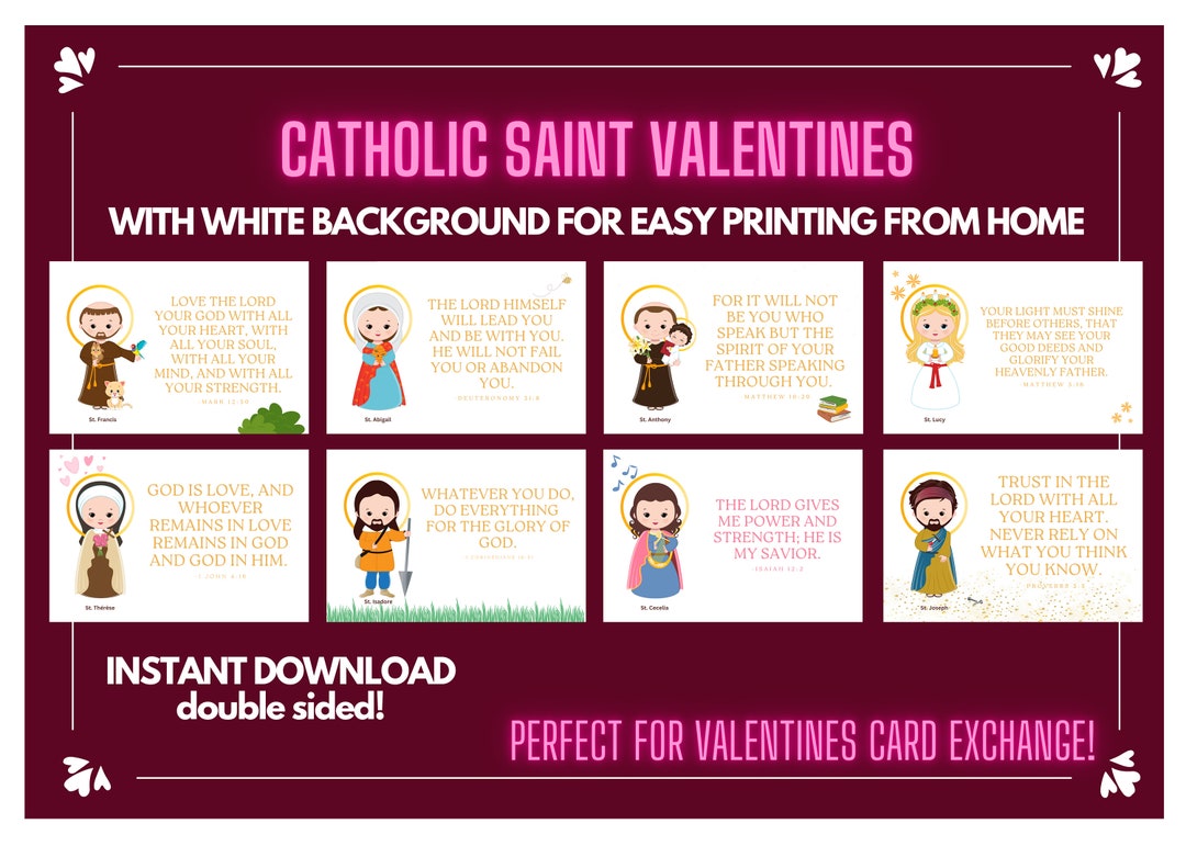 Printable Catholic Saint Valentines With White Background for Easy ...