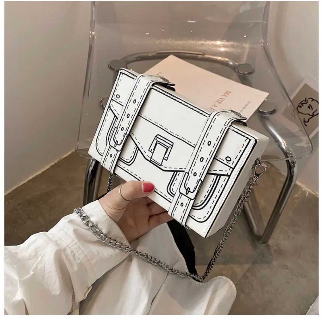 2D Crossbody Bag , Design , Black&white , Gift - Etsy