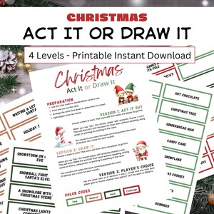 Christmas Act It or Draw It Game, Printable Instant Digital Download ...