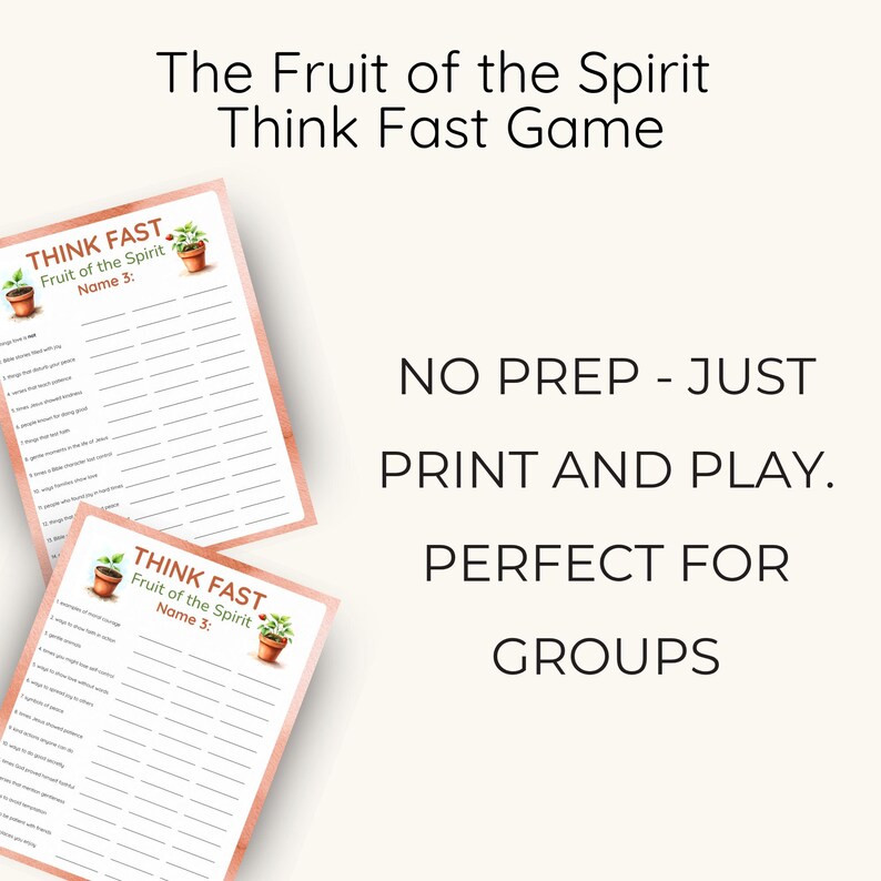 Printable Fruit of the Spirit Think Fast Game, Christian Party Game for ...