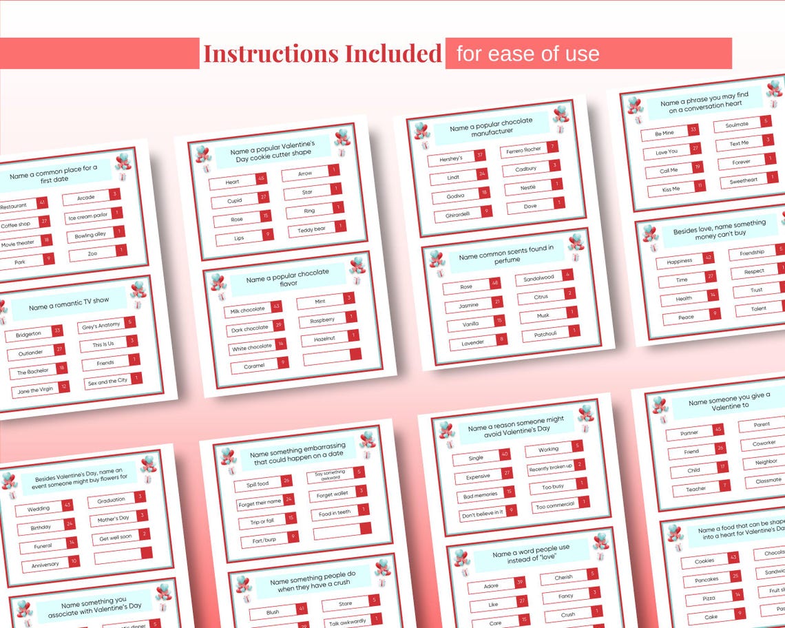 Valentines Friendly Feud Game, Printable Digital Download for Family ...